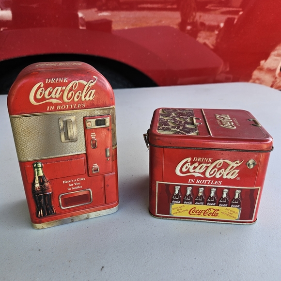 Coca Cola | Accents | Vintage Coca Cola Tins Set Cooler Shape Vending ...